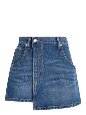 ALEXANDER WANG Denim Asymmetric Wrap Mini Skirt