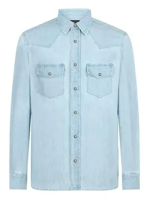 TOM FORD Denim Chambre Western Shirt - Blue