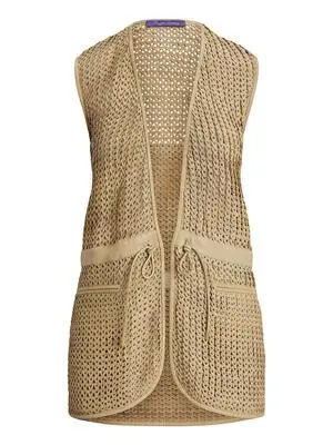 Ralph Lauren Woven-leather Tabetha Vest - Beige
