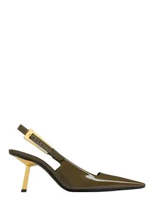 Saint Laurent Leather Lee Slingback Pumps 75 - Green