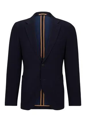 BOSS Virgin Wool Jacquard Blazer - Blue