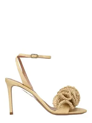 AQUAZZURA Raffia Ruffled Noches Tropicales 85 Sandals Beige