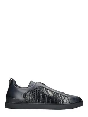 ZEGNA Crocodile-Panel Triple Stitch Sneakers