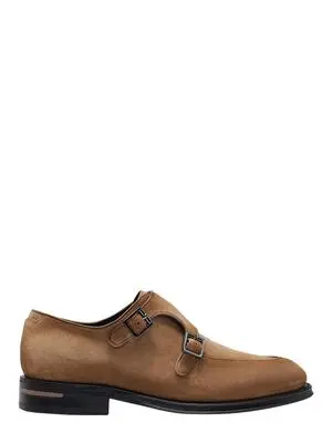BOSS Suede Monk Strap Shoes - Beige