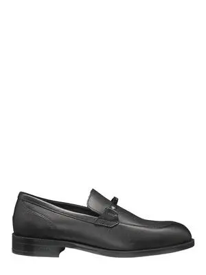 BOSS Leather Loafers With Metal Logo Plaque