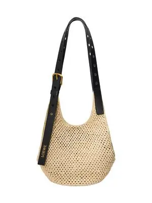Loewe X Paula's Ibiza Small Raffia Punch-hole Hobo Bag - Beige