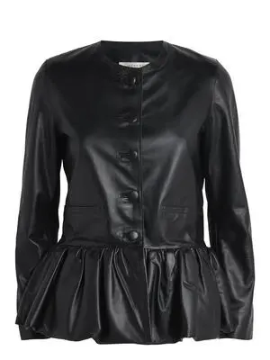 LIBEROWE Peplum Leather Jacket - Black