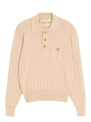 Valentino Garavani Ribbed Polo Sweater - White
