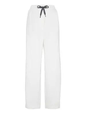 Brunello Cucinelli Techno Cotton Piqué Track Trousers - White