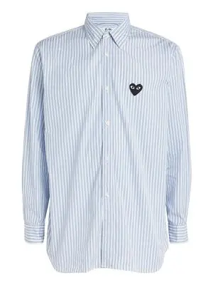 Play Comme Des Garcon Striped Heart Shirt - Blue