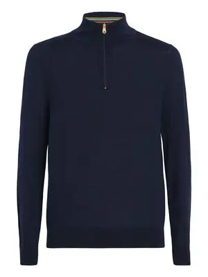 Paul Smith Merino Half-zip Sweater - Blue