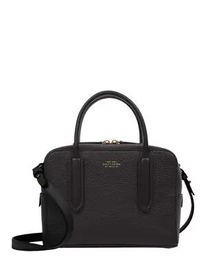 Smythson Mini Lytton Top-Handle Bag Black