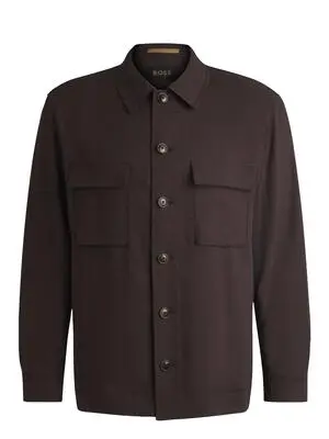 BOSS Linen-virgin Wool Overshirt - Brown