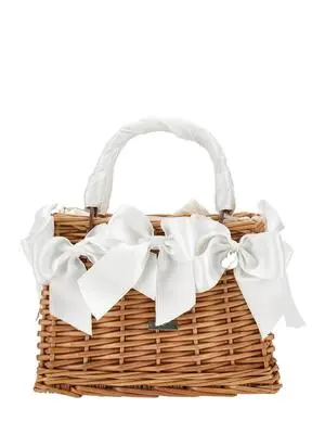 Monnalisa Wicker Top-handle Bag - White