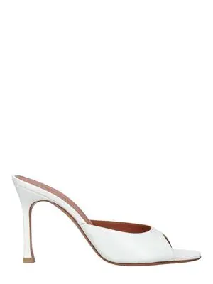 Amina Muaddi Leather Alexa Heeled Mules - White