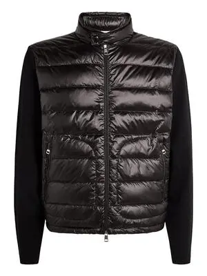Moncler Wool-blend Down-filled Cardigan - Black