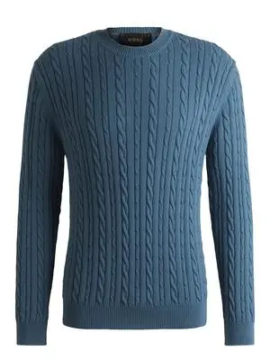 BOSS Cotton-cashmere Cable-knit Sweater - Blue