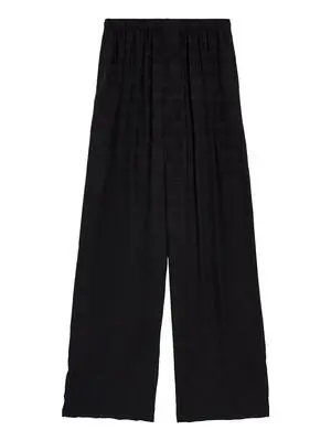Balenciaga Silk Logo Print Trousers - Black