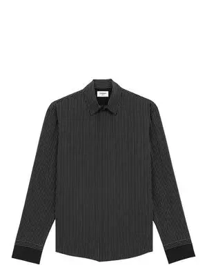 Saint Laurent Silk Striped Cassandre Shirt - Black