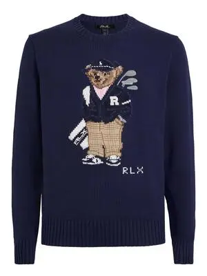 Rlx Ralph Lauren Cotton-blend Polo Bear Sweater - Navy