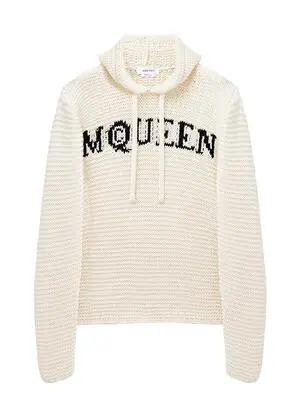 Alexander McQueen Knitted Logo Hoodie - White