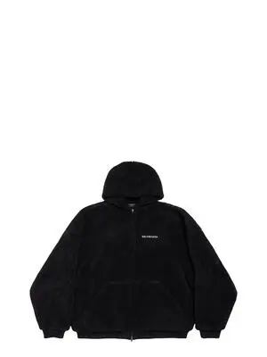 Balenciaga Fleece Zip-up Hoodie - Black