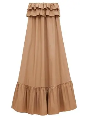 Saint Laurent Cotton Strapless Maxi Dress - Brown