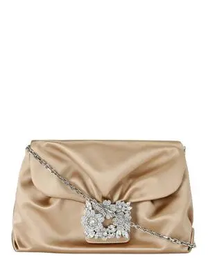 ROGER VIVIER Mini Satin Efflorescence Clutch - Beige