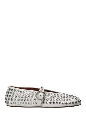 Alaïa Leather Ballerina Flats With Embellishments - White