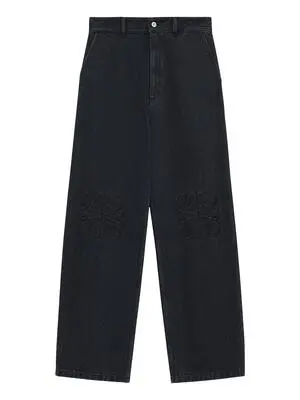 Loewe Anagram Embroidered Baggy Jeans - Black