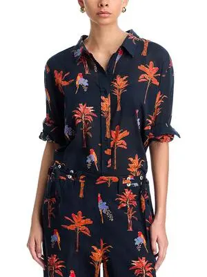 CONIGLIO PALM BEACH Classic Button Down Shirt - Palm Forest Black