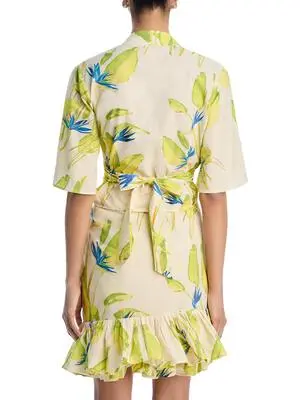CONIGLIO PALM BEACH Miraflores Wrap Top Birds Of Paradise/faded Banana