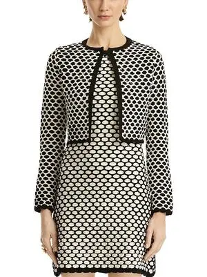 Oscar De La Renta Honey Comb Sequin Knit Jacket - Black/white