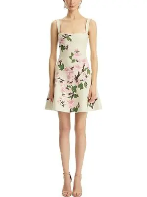 Oscar De La Renta Cherry Blossom Printed Knit Dress - Pink/ecru