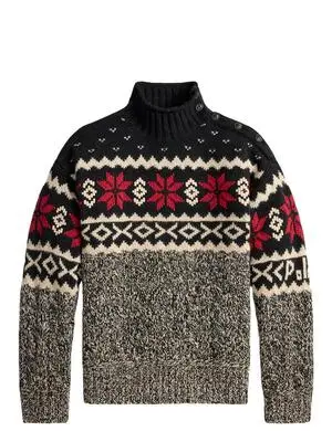Ralph Lauren Patterned High Neck Sweater - Grey/red