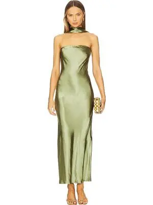 SNDYS Angelina Neck Tie Maxi Dress - Olive