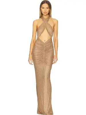 Retrofete Oakley Embellished Mesh Dress - Sepia