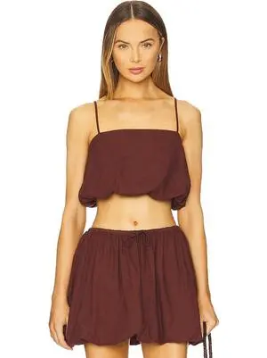 Onia Air Linen Bubble Crop Top - Rum