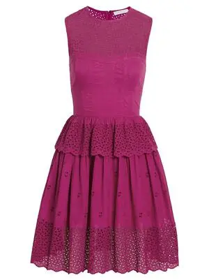 Ulla Johnson Jessa Tiered Broderie Anglaise Cotton Mini Dress - Magenta