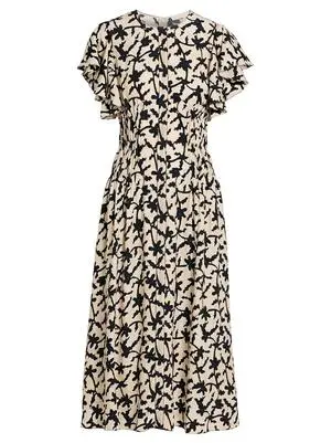 Ulla Johnson Printed Crepe Midi Dress - Cream