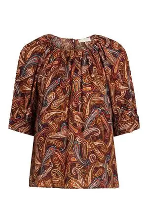 Ulla Johnson Suri Paisley-print Wool-blend Top - Brown