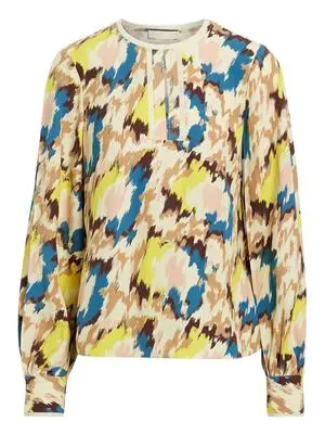 Ulla Johnson Greta Printed Crepe Blouse - Yellow
