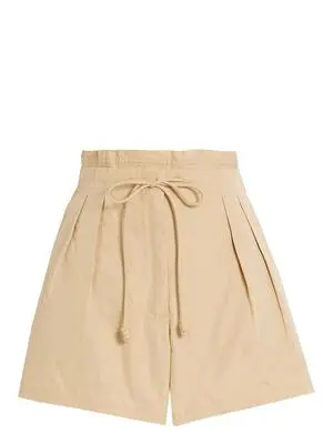 ULLA JOHNSON Camryn Pleated Cotton-Poplin Shorts