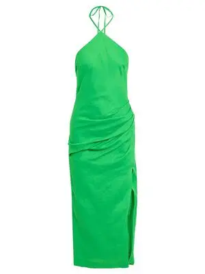 Simkhai Hansel Draped Linen Halterneck Maxi Dress - Green