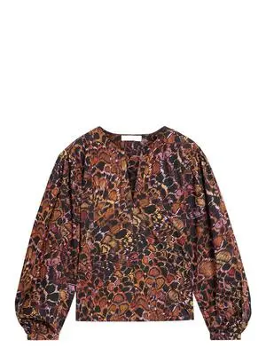 Ulla Johnson Ilara Printed Cotton-poplin Top - Light Brown