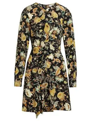 Ulla Johnson Salima Ruffled Floral-print Silk-crepe Mini Dress - Black
