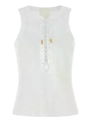 Givenchy Lace-up Ribbed Tank Top - White