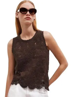 ME+EM Asymmetric Crochet Vest - Summer Chocolate