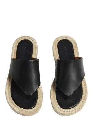 ME+EM Espadrille Thong Sandals - Black
