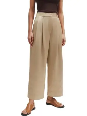 ME+EM Elevated Metallic Wide Leg Crop Trousers - Gold